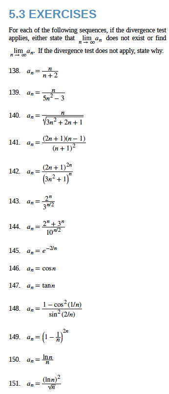 Solved 5.3 EXERCISES For each of the following sequences, if | Chegg.com