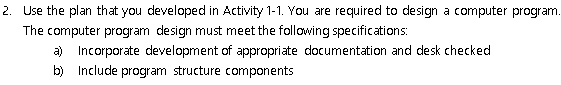 Solved Use the plan that you developed in Activity 1-1. You | Chegg.com