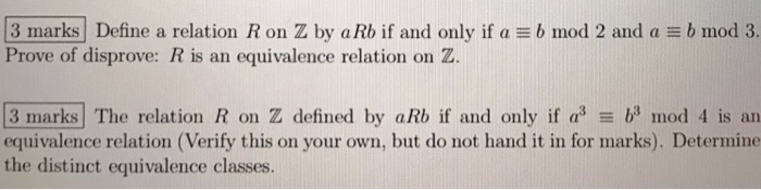Solved Define a relation R on Z by a Rb if and only if a = b | Chegg.com