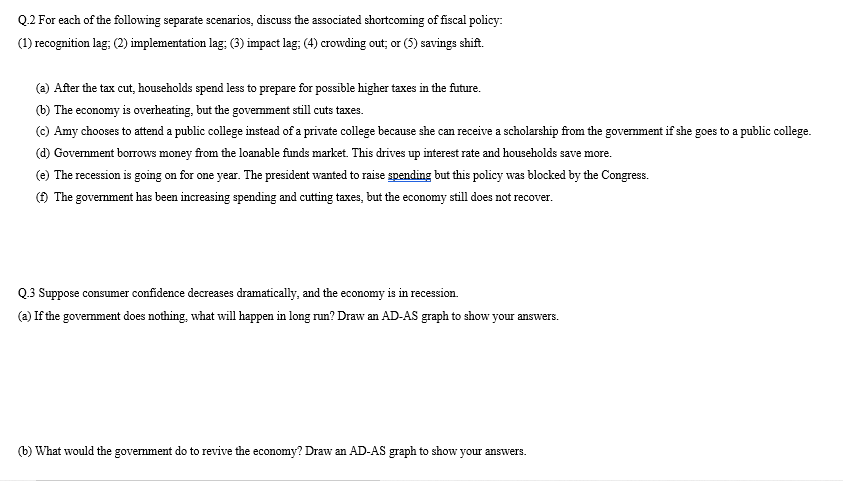 Solved Q.2 For each of the following separate scenarios, | Chegg.com