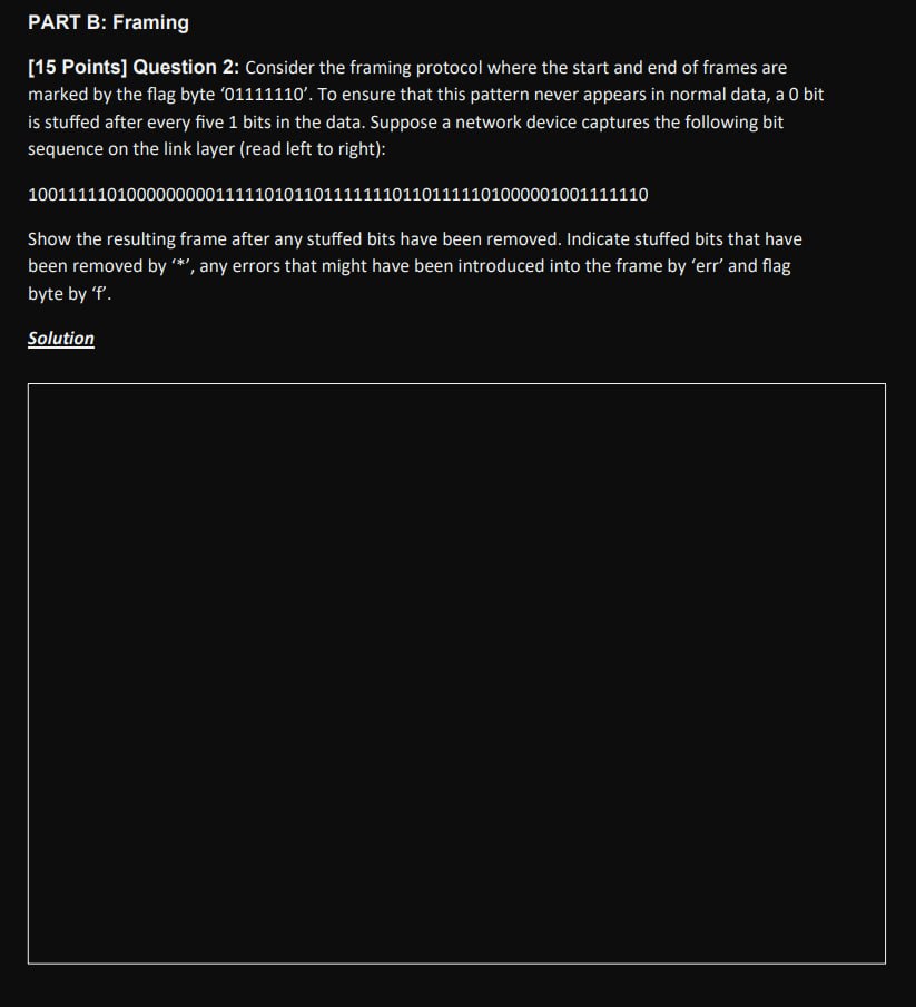Solved PART B: Framing[15 ﻿Points] ﻿Question 2: Consider the | Chegg.com