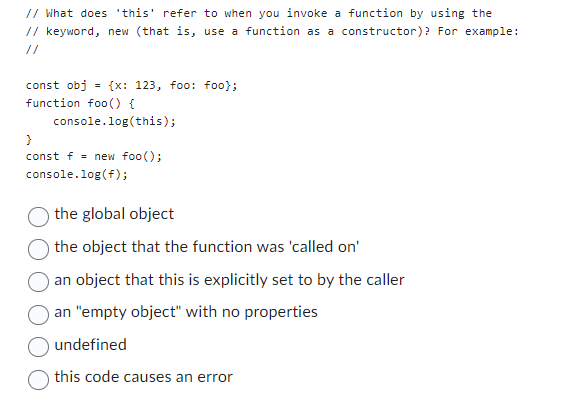 Solved // What does 'this' refer to when you invoke a | Chegg.com