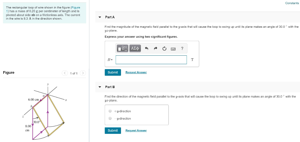 Solved Constants The rectangular loop of wire shown in the | Chegg.com