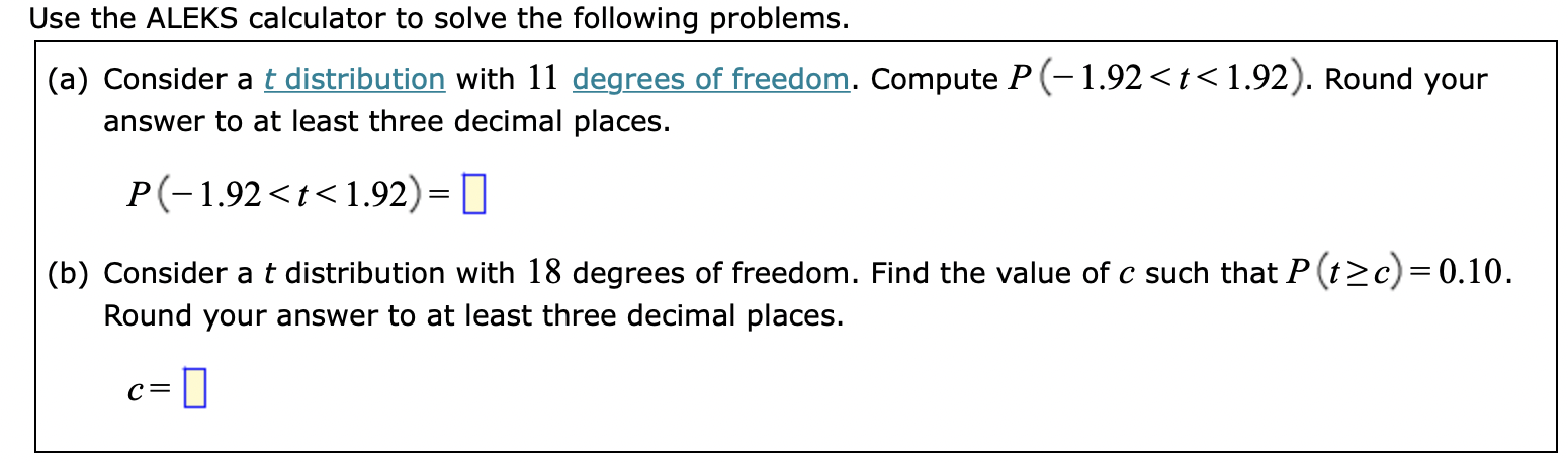 Solved Use the ALEKS calculator to solve the following | Chegg.com