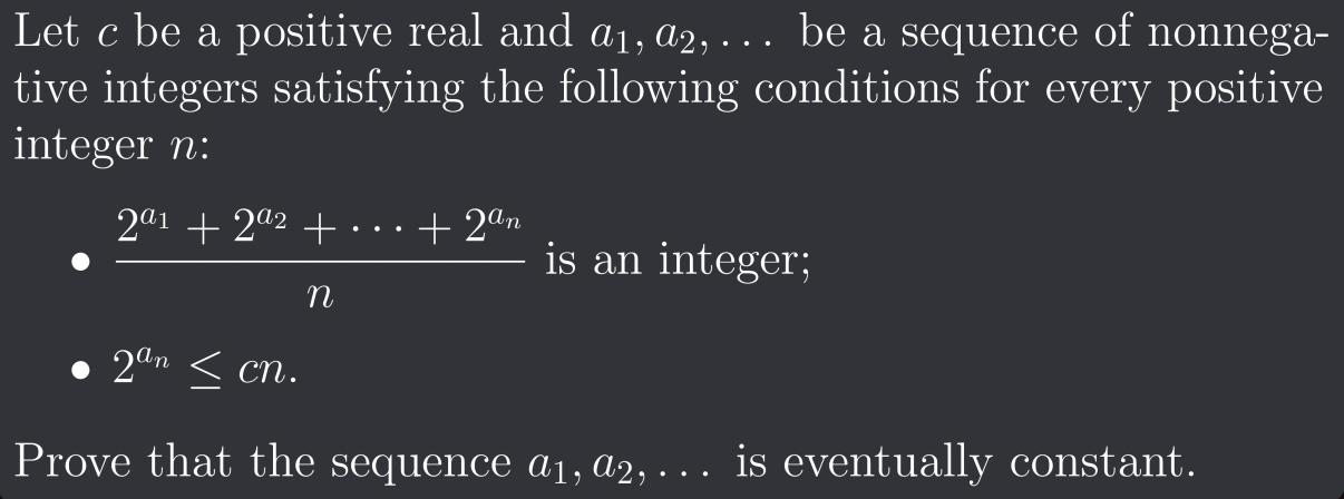 Solved Let c be a positive real and a1,a2,… be a sequence of | Chegg.com