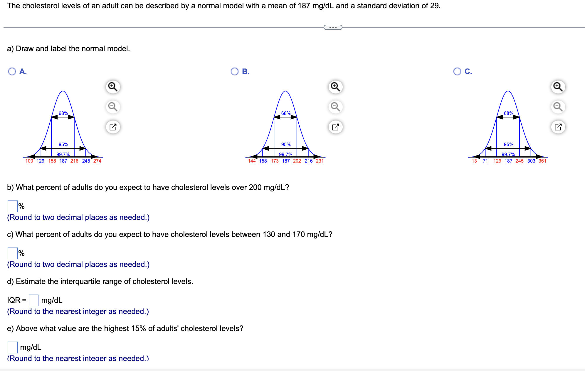 Solved a) Draw and label the normal model. A. B. b) What | Chegg.com