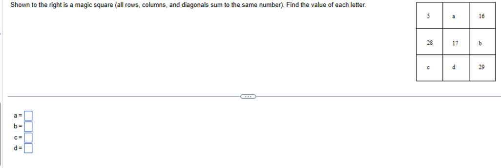 Solved Shown to the right is a magic square (all rows, | Chegg.com