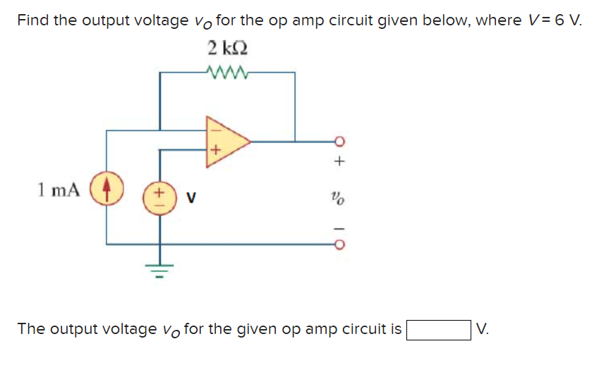 Solved Find the output voltage vo for the op amp circuit | Chegg.com