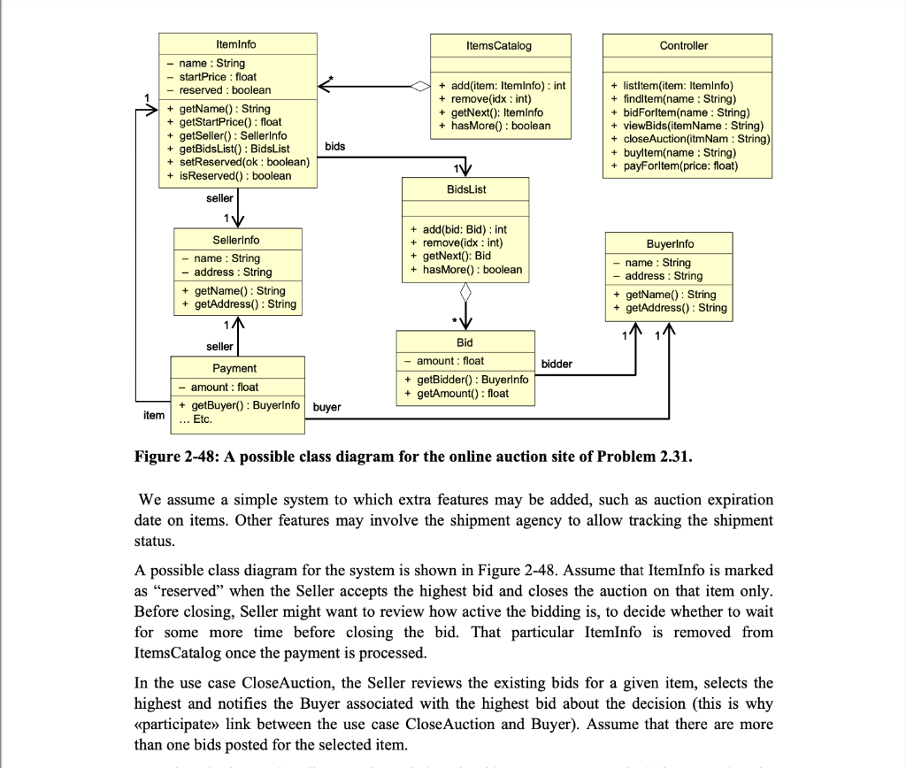 Solved Problem 2.31 I You are to develop an online auction | Chegg.com