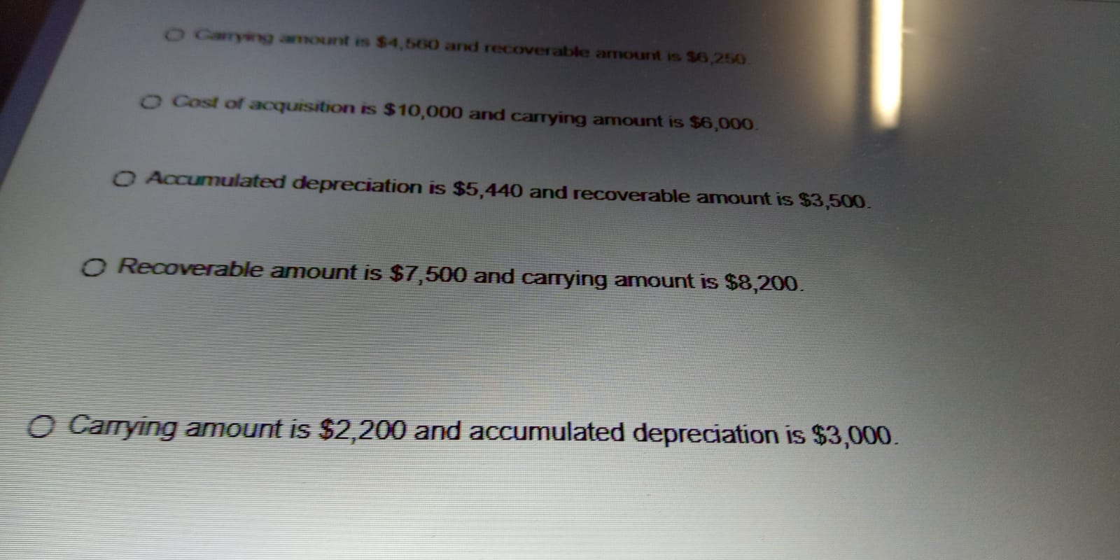 Solved Og amount is $4,560 and recoverable amount is 56,250 | Chegg.com