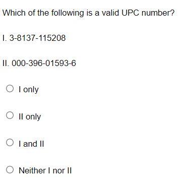 Solved Which of the following is a valid UPC number? | Chegg.com
