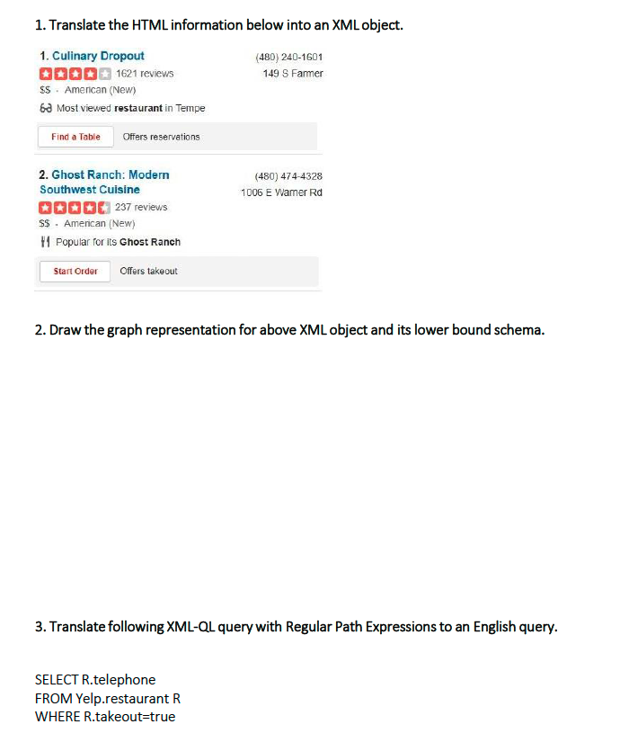 Solved 1. Translate the HTML information below into an XML | Chegg.com
