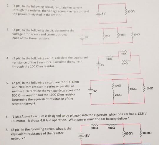 Solved 2. (3 pts) In the following circuit, calculate the | Chegg.com