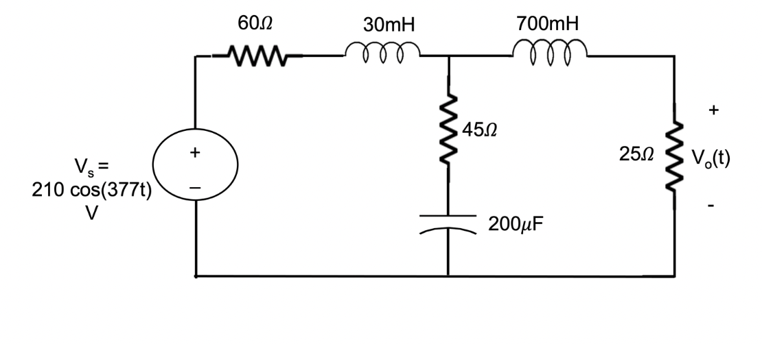 Solved Find V0(t) in the following circuit using phasors and | Chegg.com