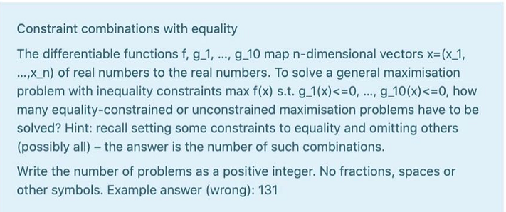 Constraint combinations with equality The | Chegg.com