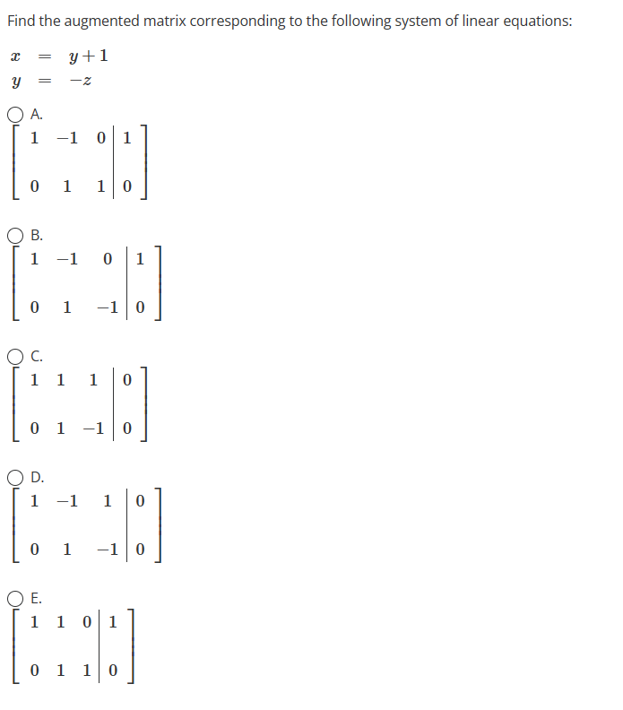 Solved Find the augmented matrix corresponding to the | Chegg.com