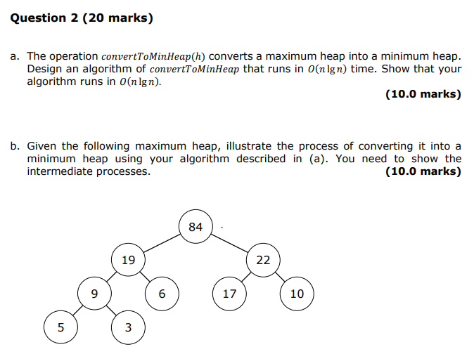 Solved Question 2 (20 marks) a. The operation | Chegg.com