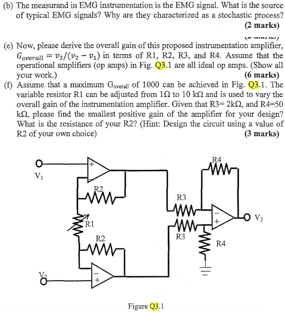 Solved (b) The measurand in EMG instrumentation is the EMG | Chegg.com