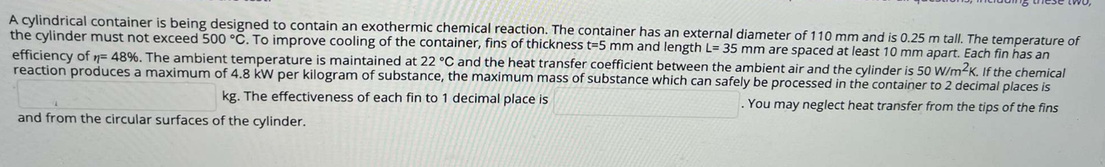 Solved A cylindrical container is being designed to contain | Chegg.com