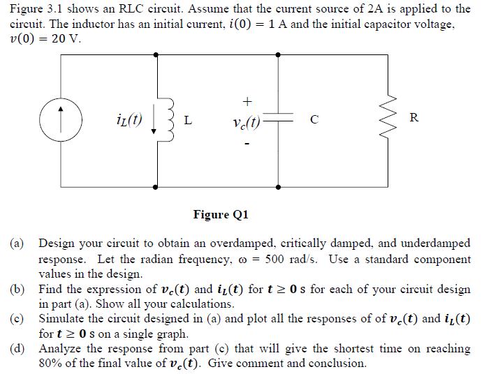Solved Figure 3.1 shows an RLC circuit. Assume that the | Chegg.com