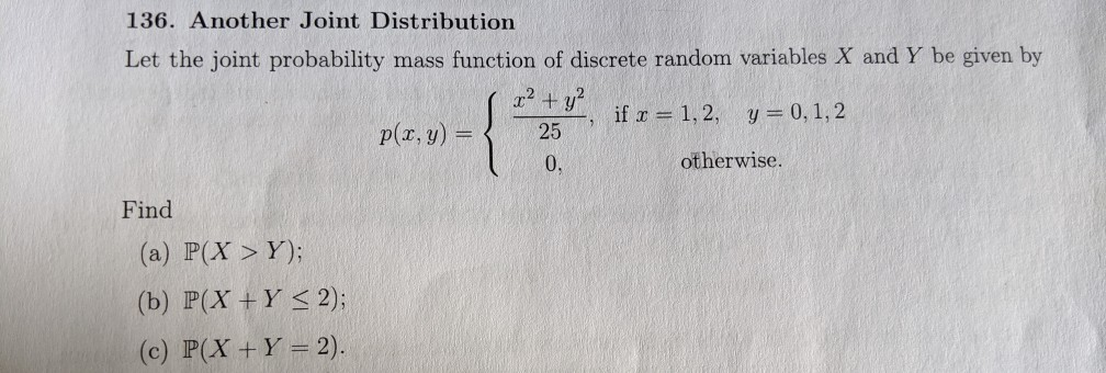 Solved 136. Another Joint Distribution Let the joint | Chegg.com