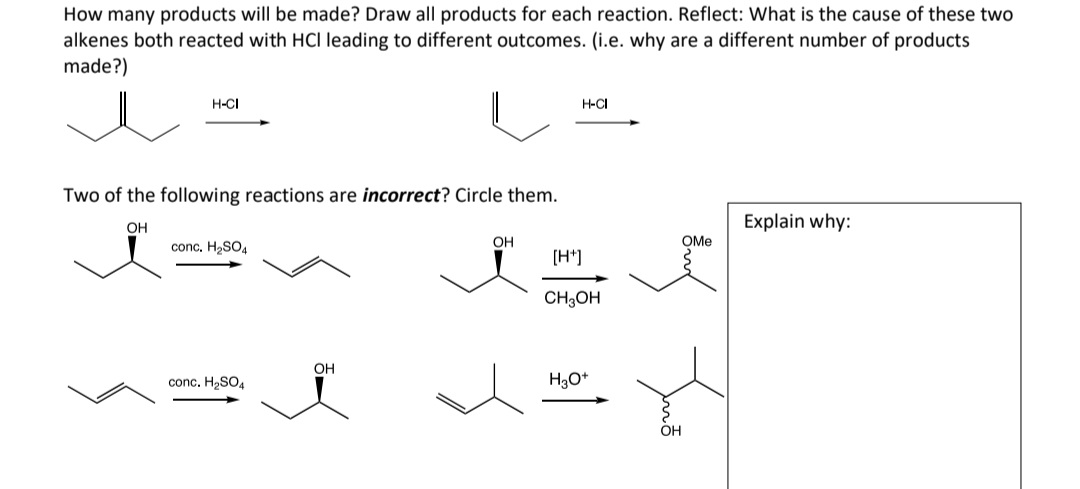 Solved How many products will be made? Draw all products for | Chegg.com