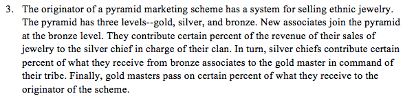 Solved 3. The originator of a pyramid marketing scheme has a | Chegg.com