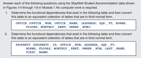 Solved Use the Staywell student Accommodation database | Chegg.com