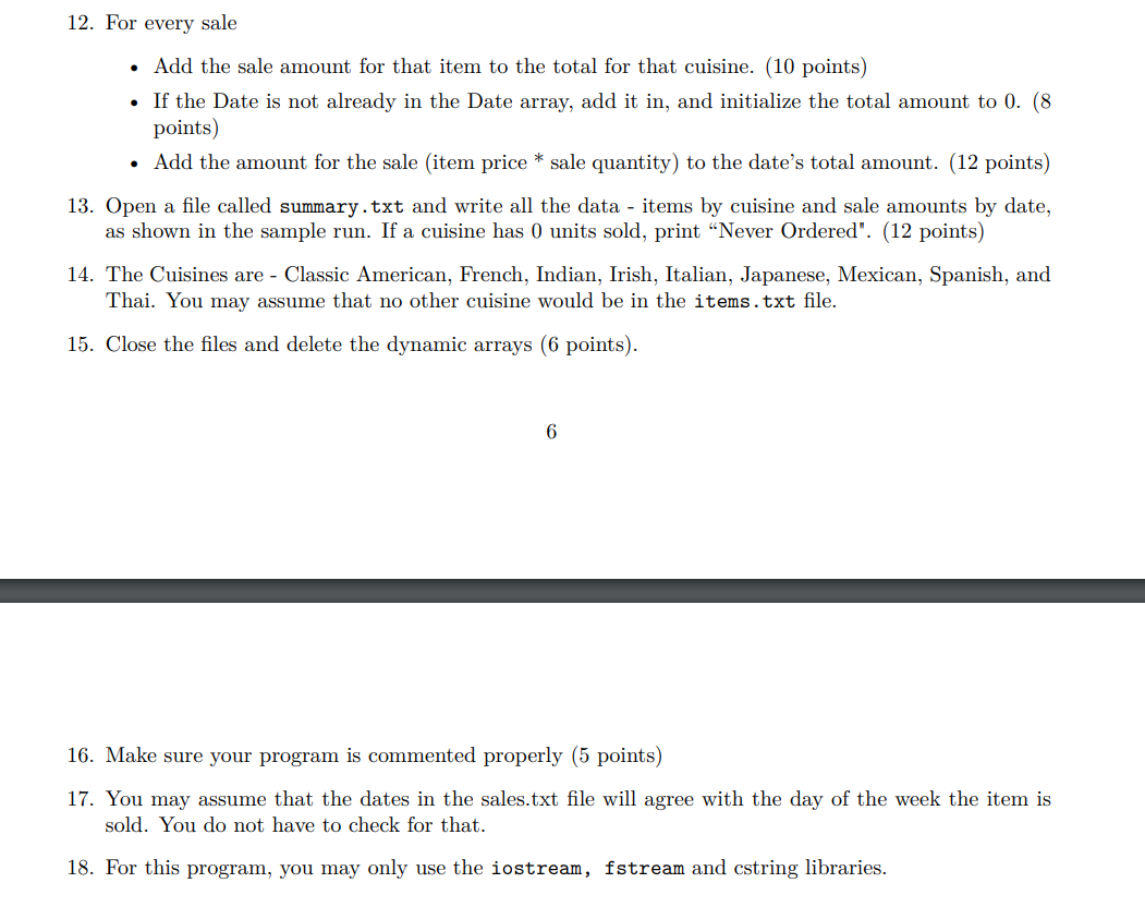 Solved 4 Problem 3 - Restaurant inventory - 100 points You | Chegg.com