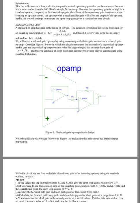Solved This lab will simulate a less perfect op-amp with a | Chegg.com