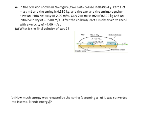 Solved 4- In the collision shown in the figure, two carts | Chegg.com