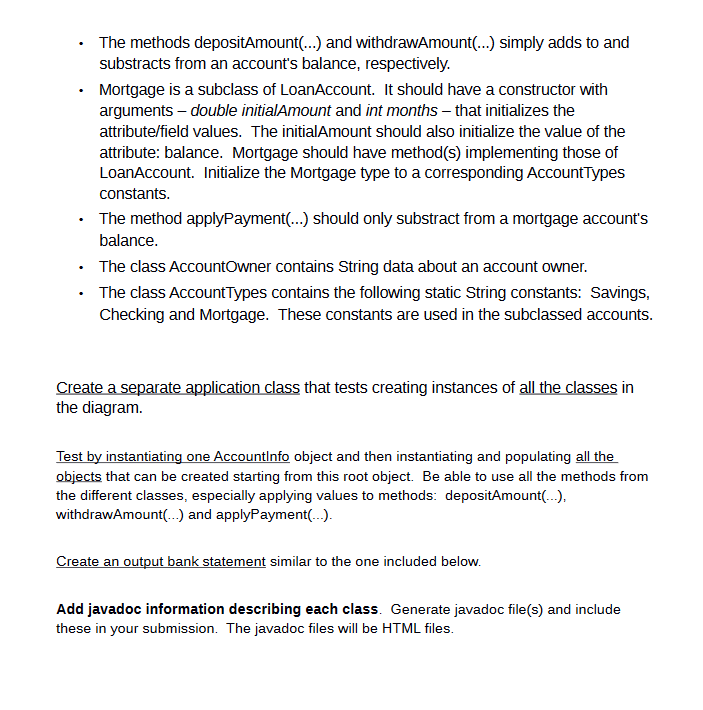 Solved Create a Java application with the following | Chegg.com