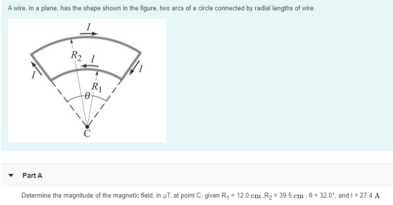 Solved A wire, in a plane, has the shape shown in the | Chegg.com