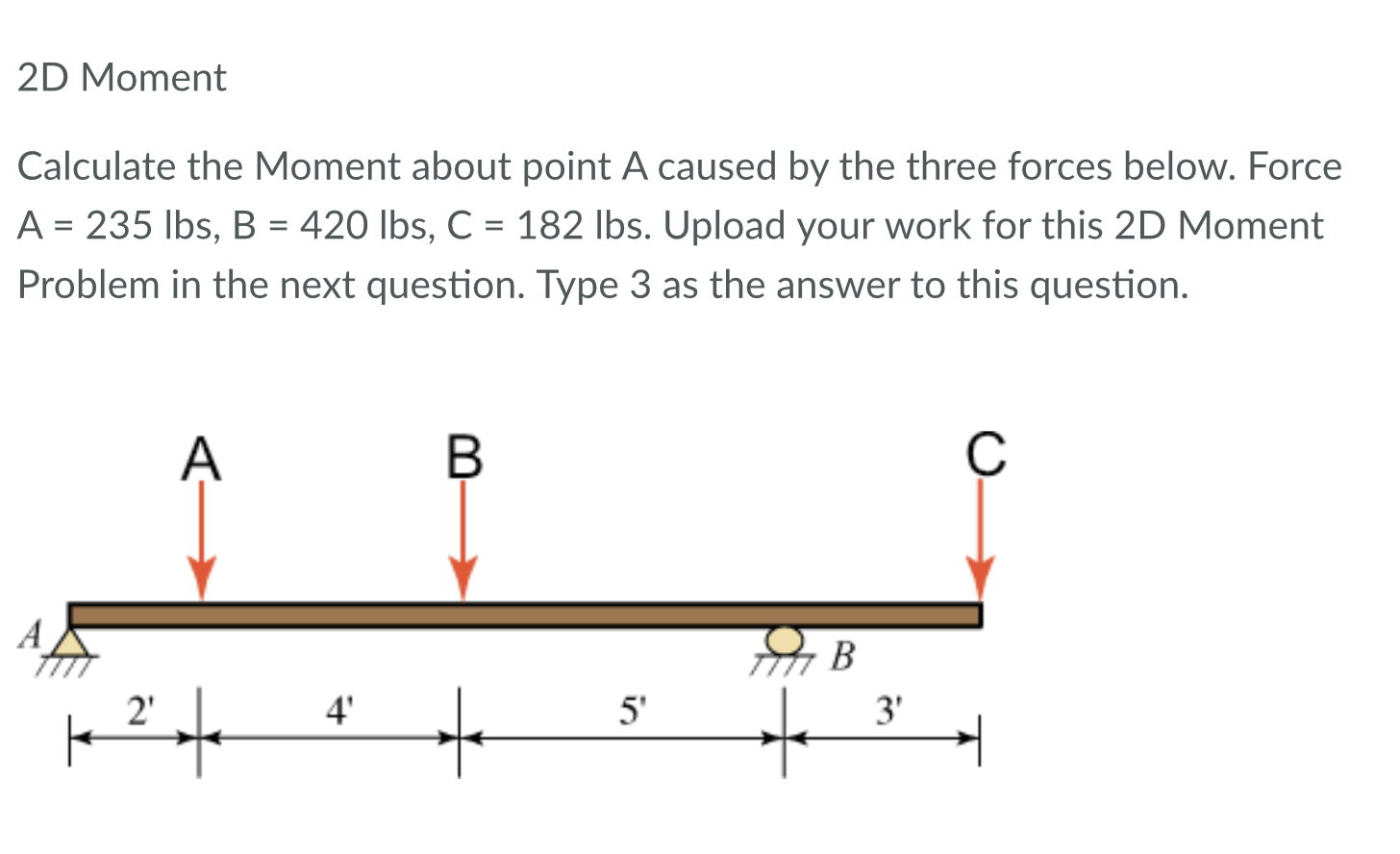 Solved 2D Moment Calculate the Moment about point A caused | Chegg.com