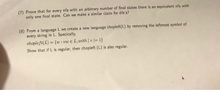 Solved (7) Prove that for every nfa with an arbitrary number | Chegg.com