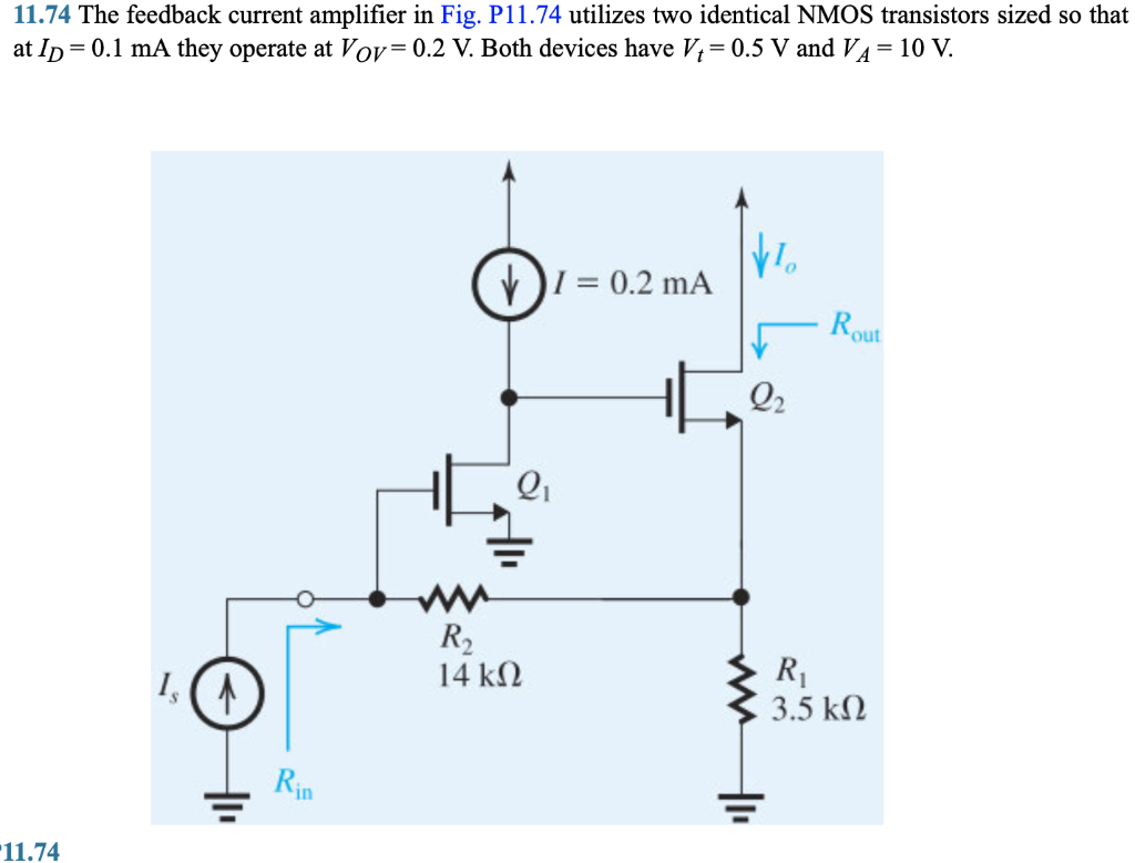 Solved 1174 The Feedback Current Amplifier In Fig P1174 5698