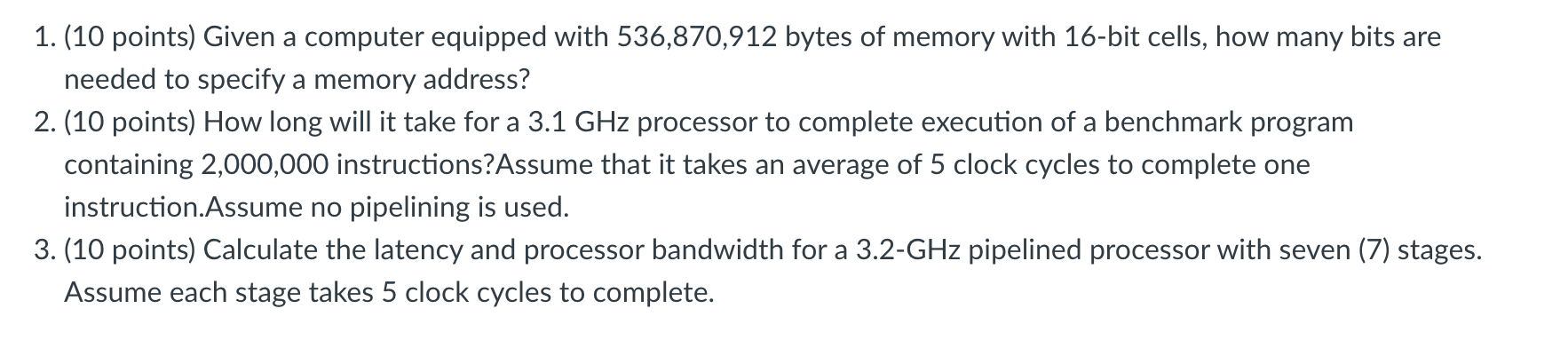 Solved 1. (10 points) Given a computer equipped with | Chegg.com