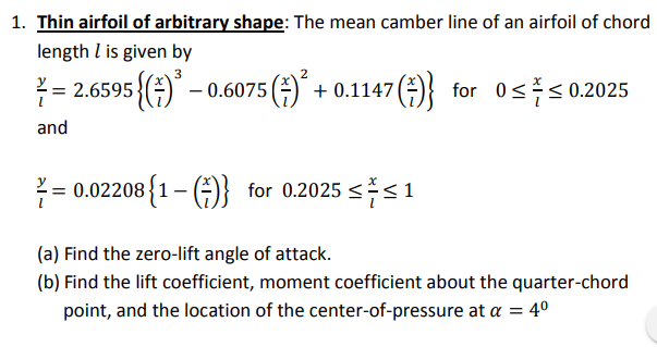 Solved Thin airfoil of arbitrary shape: The mean camber line | Chegg.com