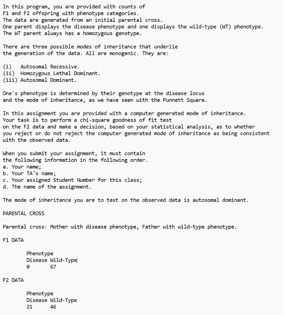 Solved In this program, you are provided with counts of F1 | Chegg.com