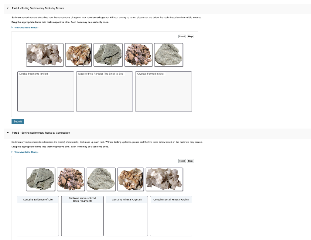 Solved Part A - Sorting Sedimentary Rocks by Texture | Chegg.com