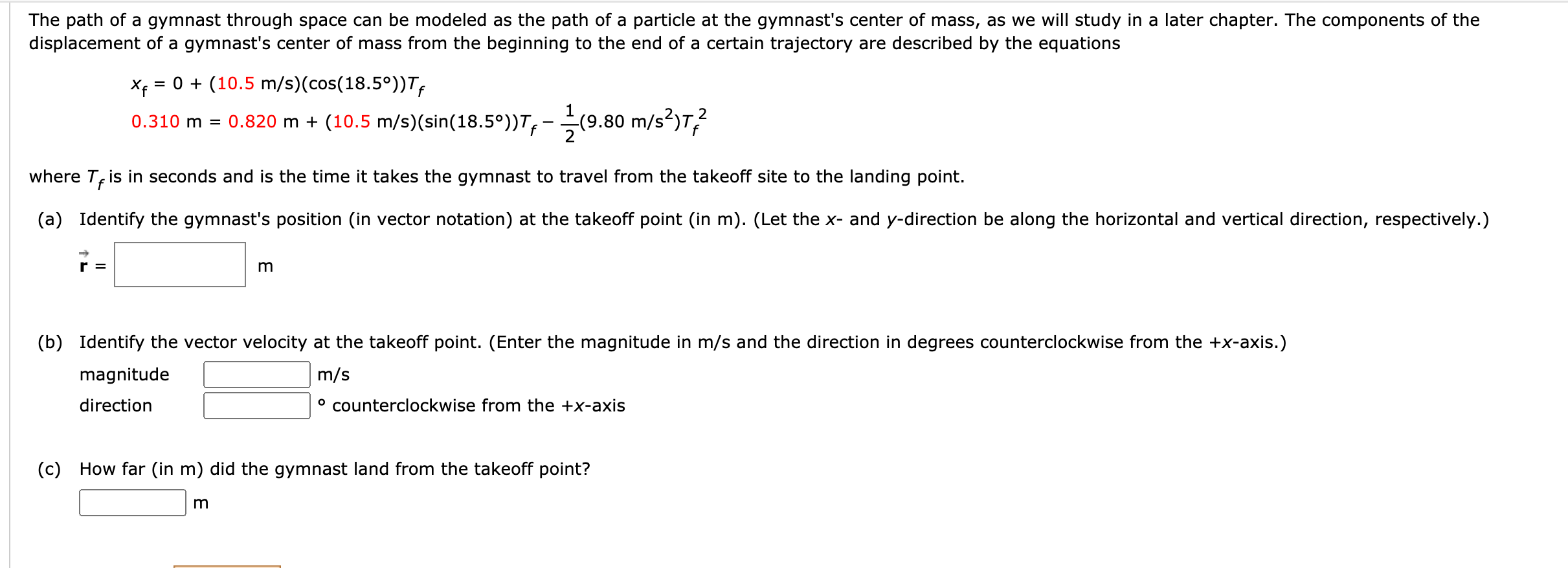 Solved The path of a gymnast through space can be modeled as | Chegg.com