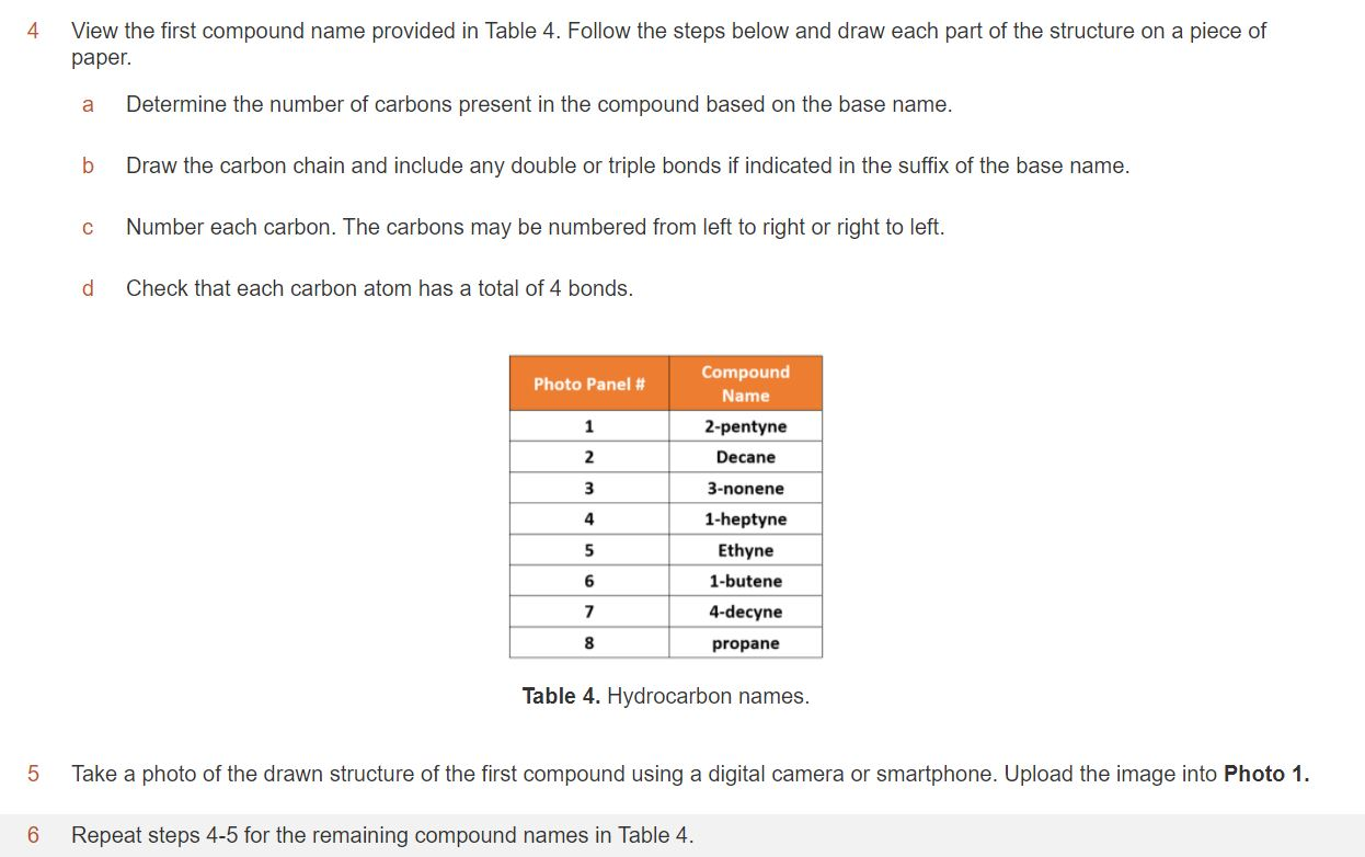 Solved 4 View the first compound name provided in Table 4. | Chegg.com