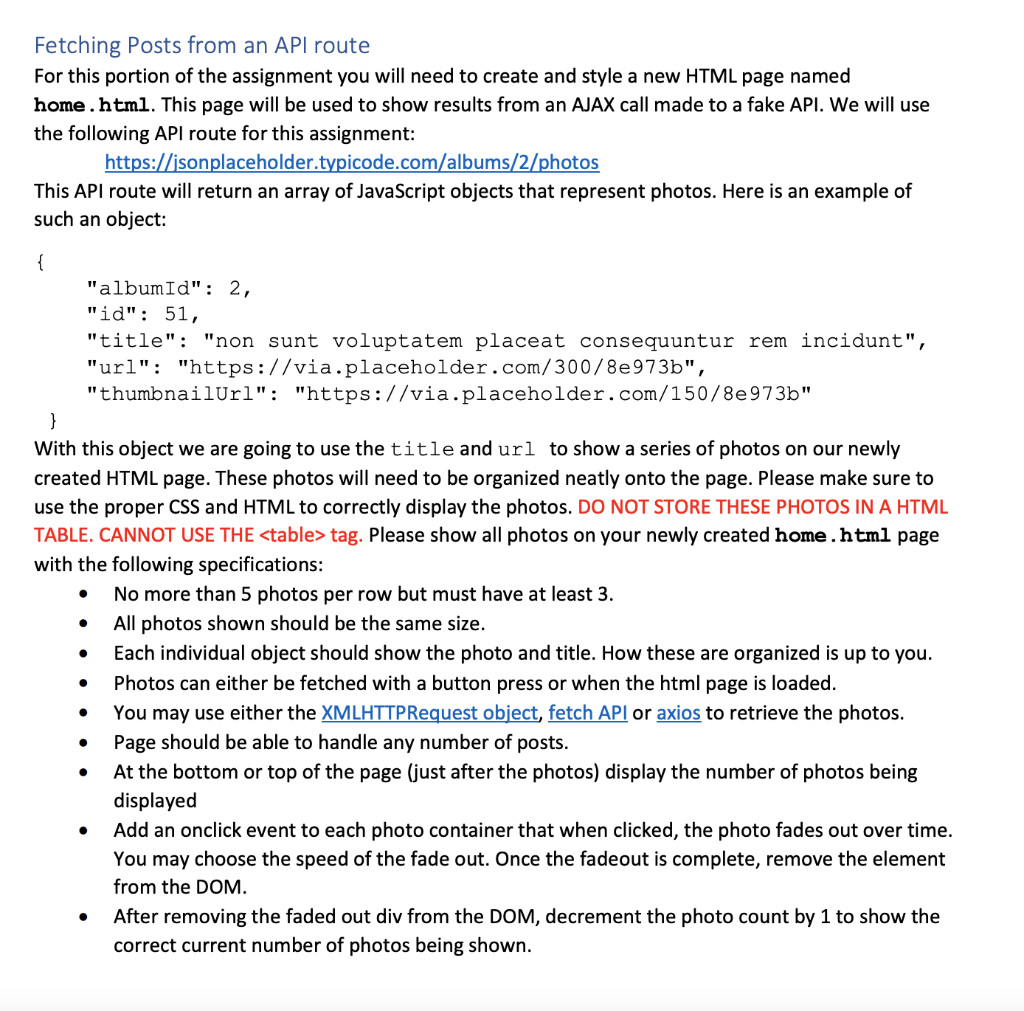 Solved Fetching Posts from an API route For this portion of | Chegg.com