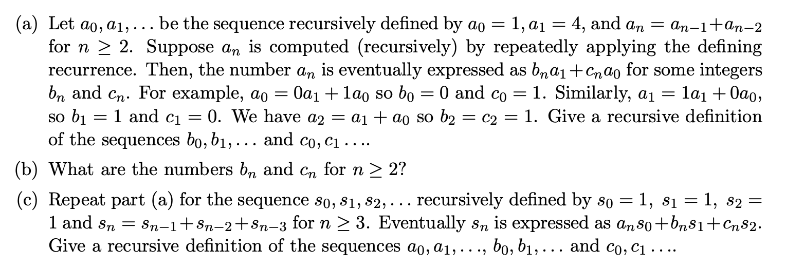 Solved A Let A0a1 Be The Sequence Recursively Defined 