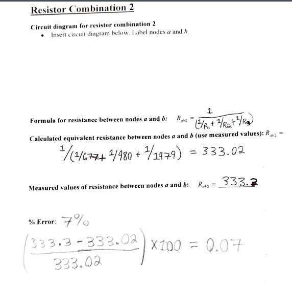 Solved Resistor Combination 1 Circuit diagram for resistor | Chegg.com