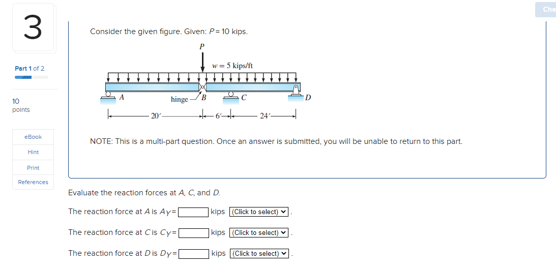 Solved Consider the given figure. Given: P=10 kips. NOTE: | Chegg.com