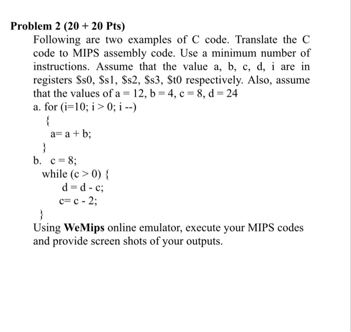 Solved Problem 2 (2020 Pts) Following are two examples of C | Chegg.com
