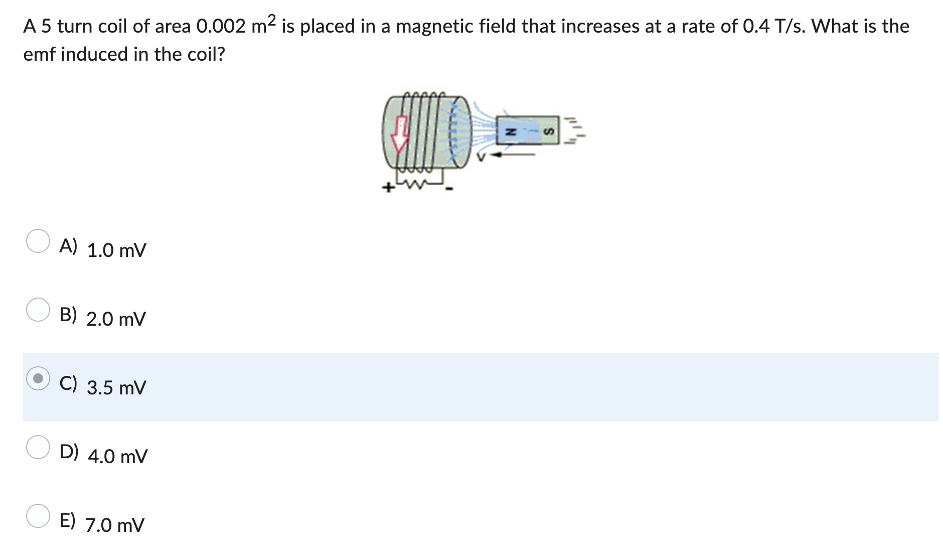 Solved A 5 turn coil of area \\( 0.002 \\mathrm{~m}^{2} \\) | Chegg.com