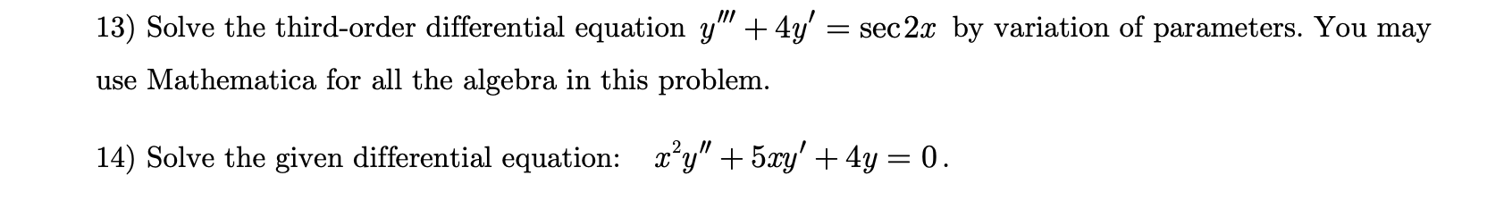 Solved 13) Solve the third-order differential equation | Chegg.com
