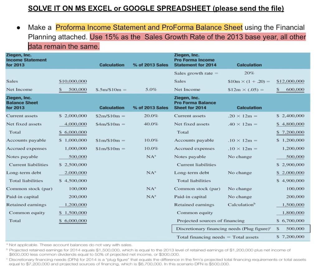 SOLVE IT ON MS EXCEL or GOOGLE SPREADSHEET (please | Chegg.com
